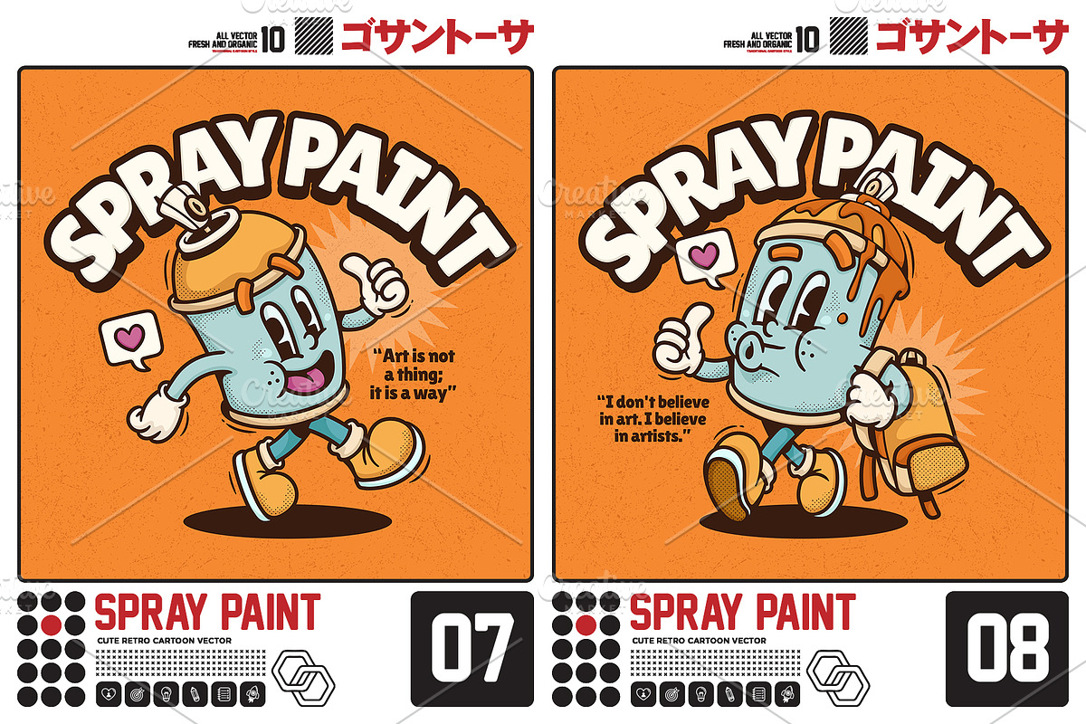 Spray Paint Retro Cartoon, an Object Illustration by Gohsantosa