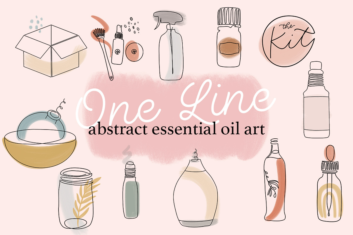 One Line Abstract Essential Oil Art, an Illustration by Flair and Festive