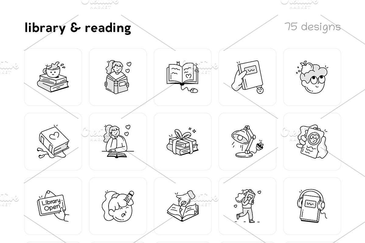 Library and Reading Doodles