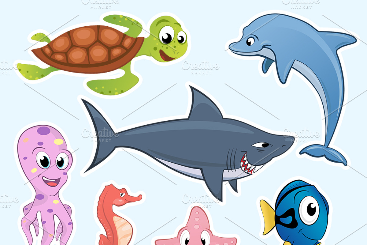 Sea Animals Clipart, Underwater Life, an Animal Illustration by ...