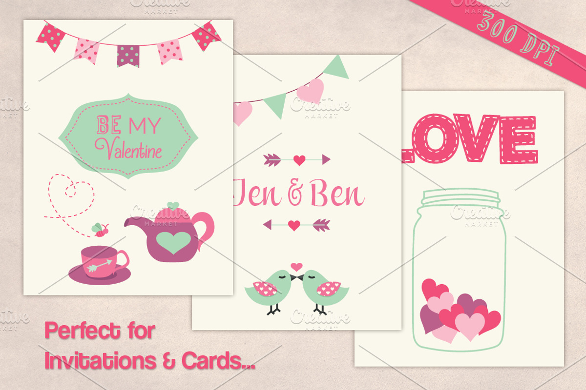 Valentines Day Vector Clip Art Set, an Illustration by Digital Sugar