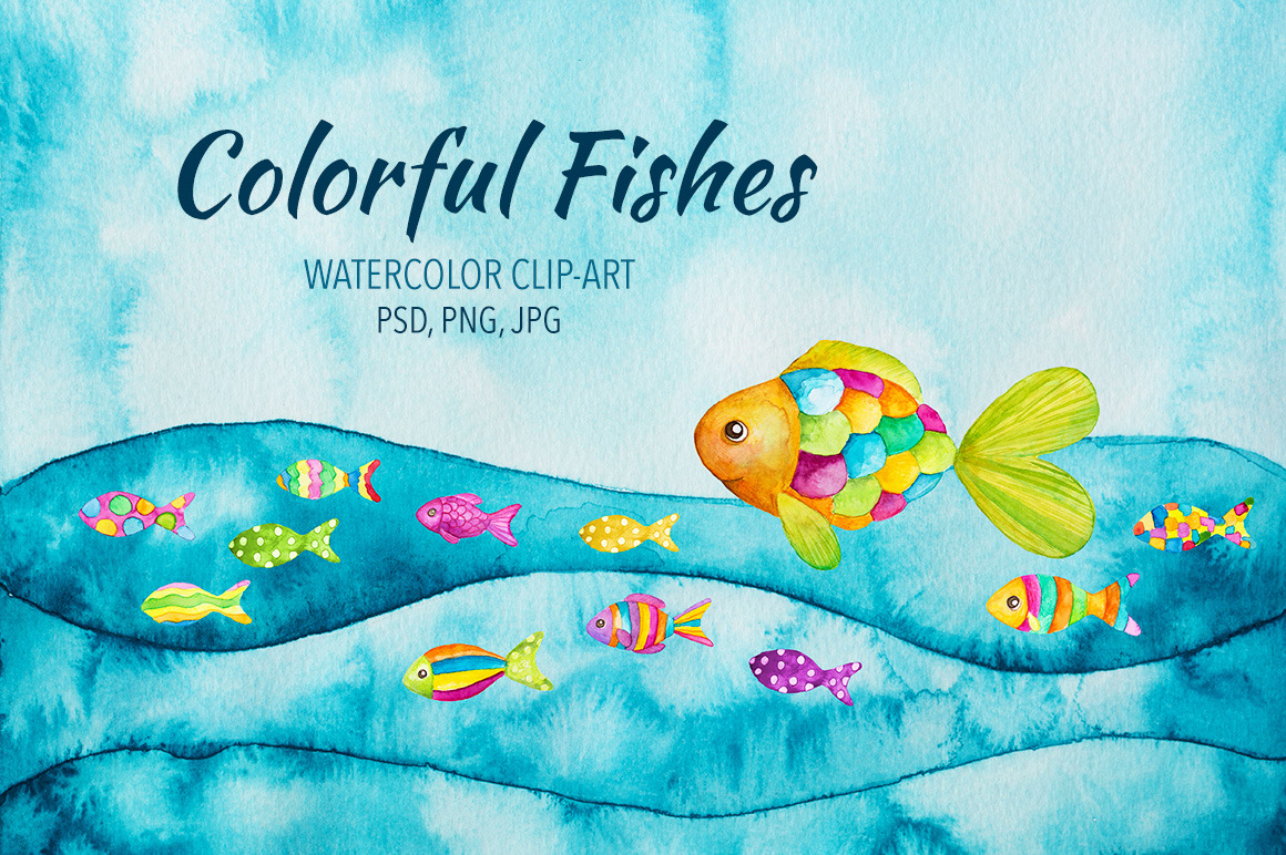 Colorful Fishes, a Texture Illustration by EleSArtDesign