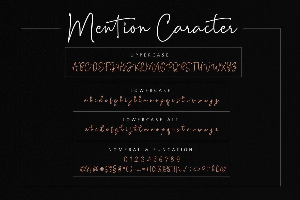 Mention Signature (251 Ligature), a Script Font by Meutuwah