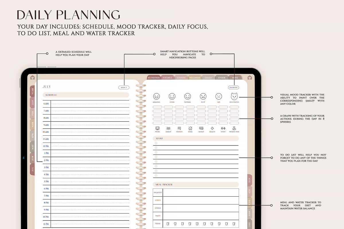 Undated digital planner, a Presentation Template by SofiaDesign16