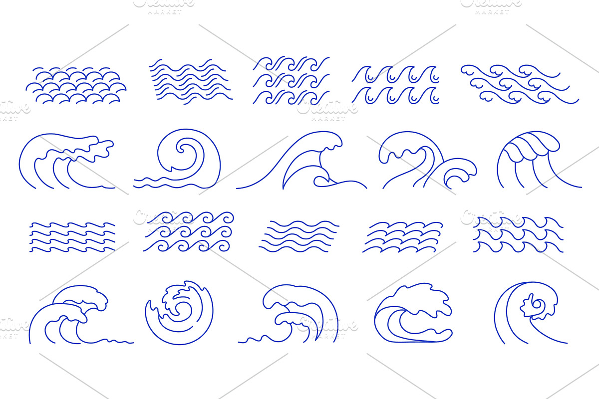 Line waves. Ocean surf curl, sea, a Graphic by winwin.art