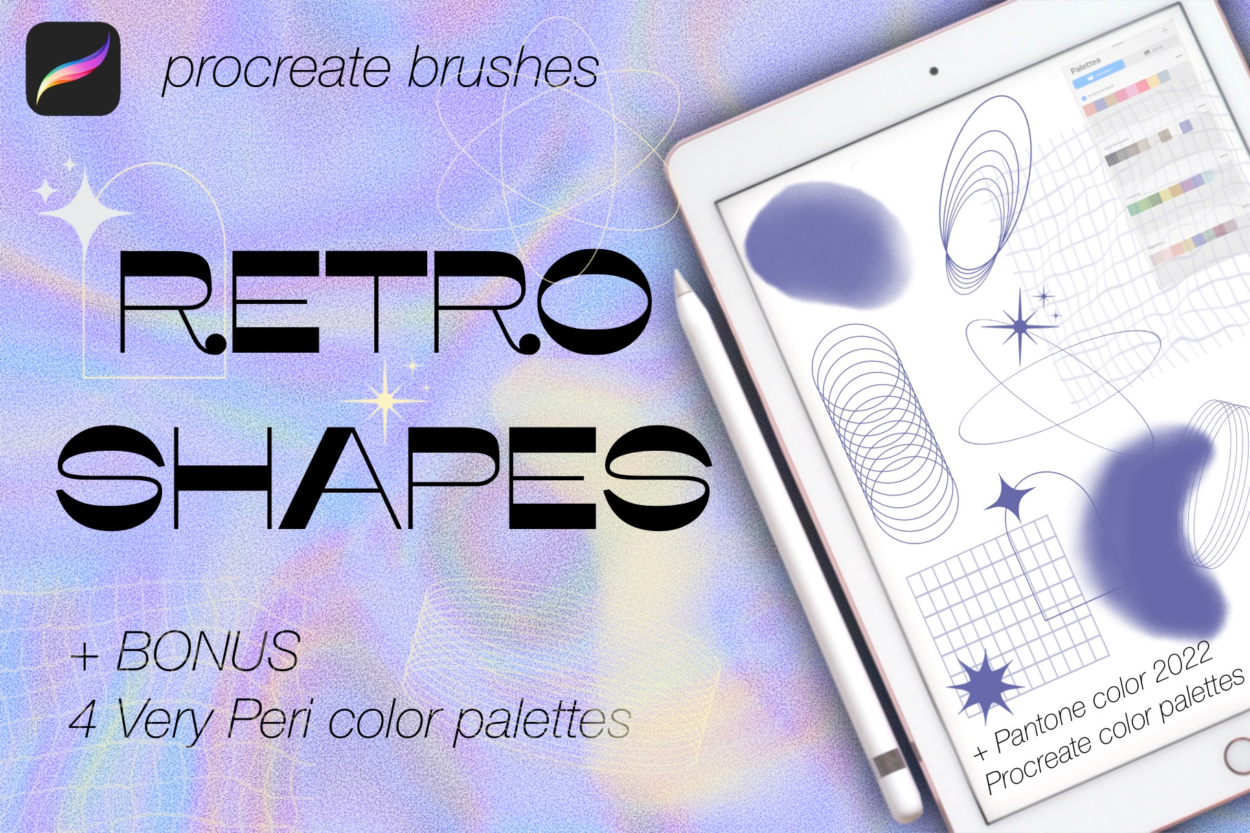 Retro Shapes Brush Set for Procreate, a Brush Add-On by Almazova Dolzhenko