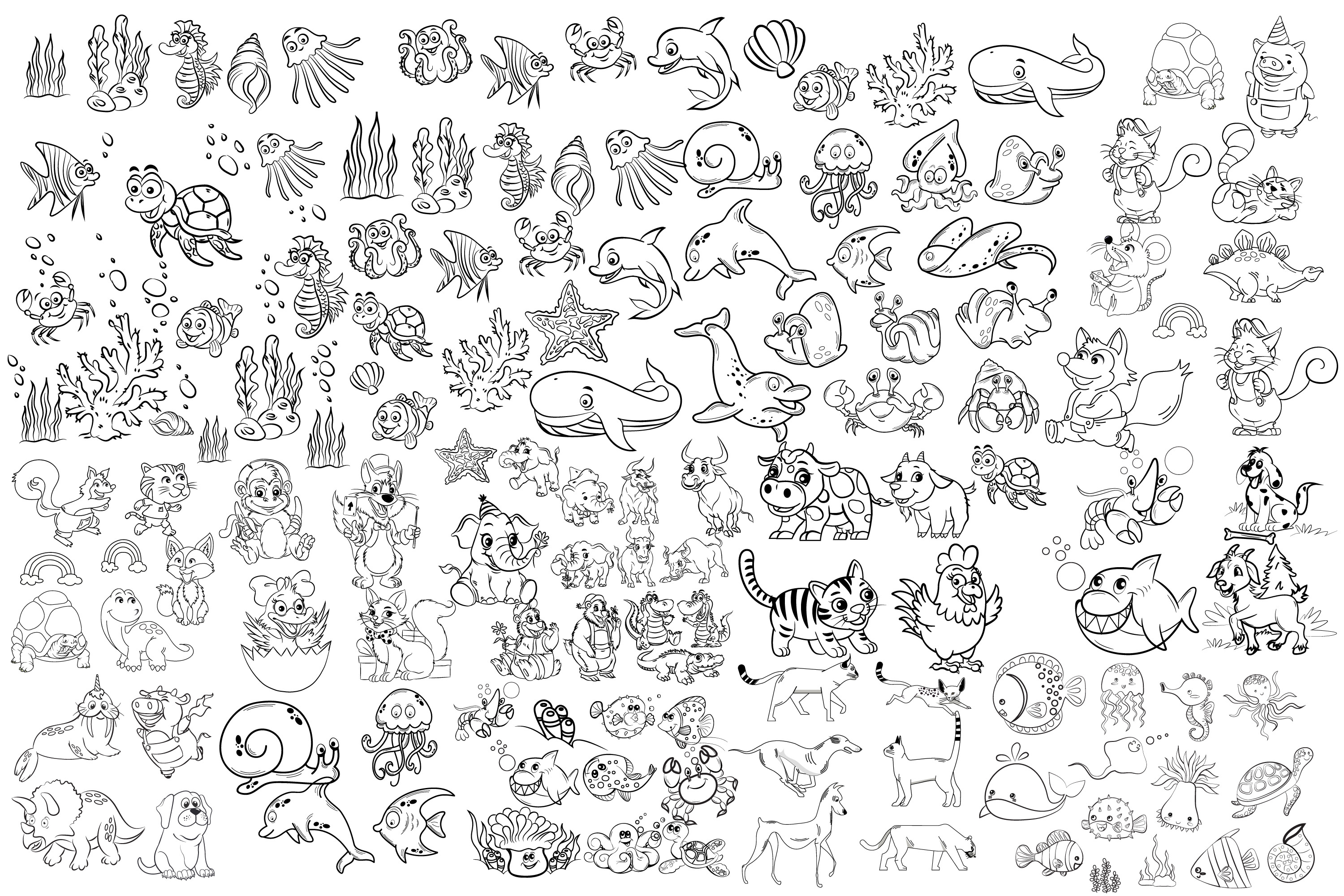 Animal Line Art Mega Bundle, an Object Graphic by Digital Studio