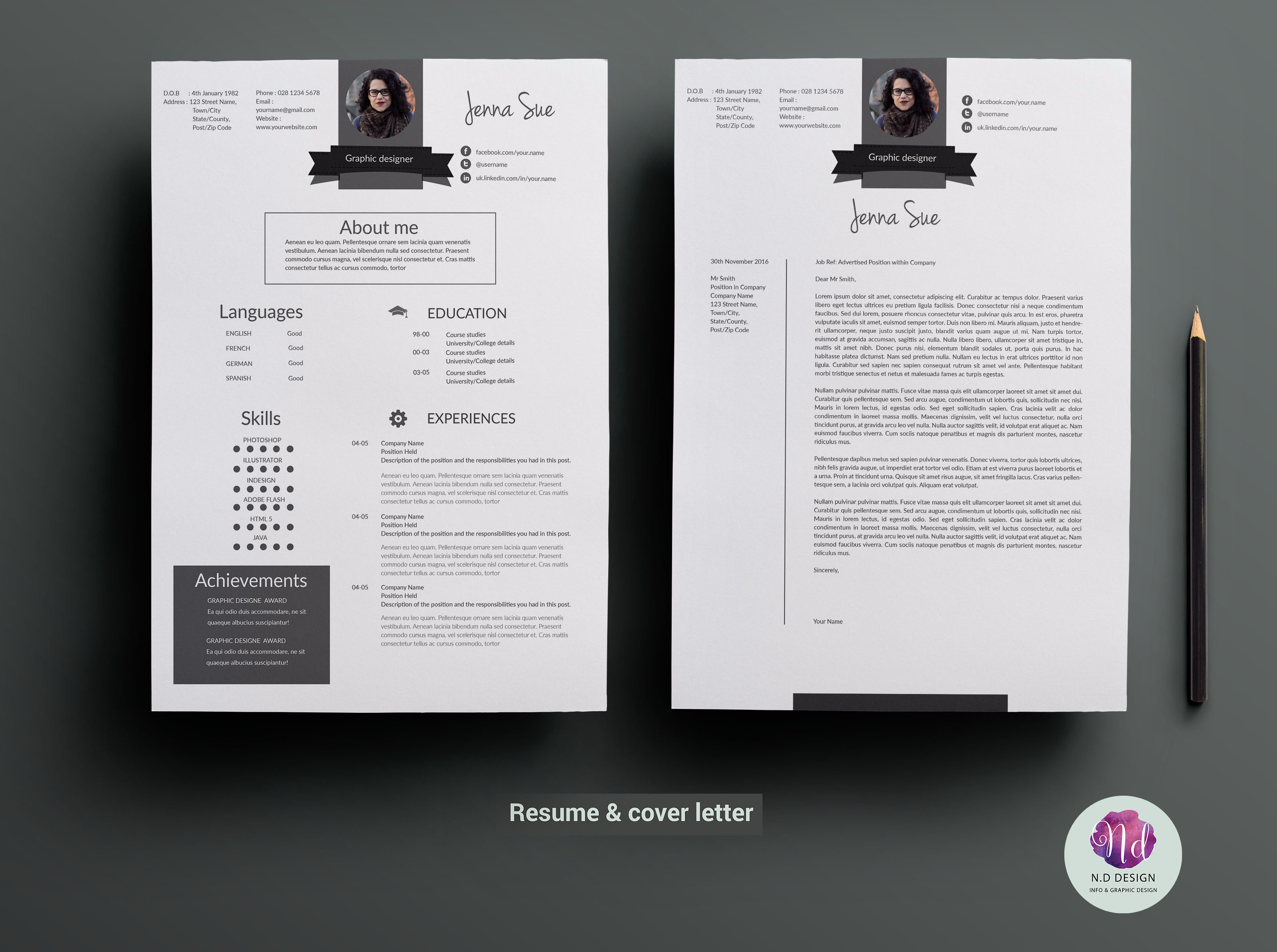 CV template , cover letter template, a Resume Template by Chic templates
