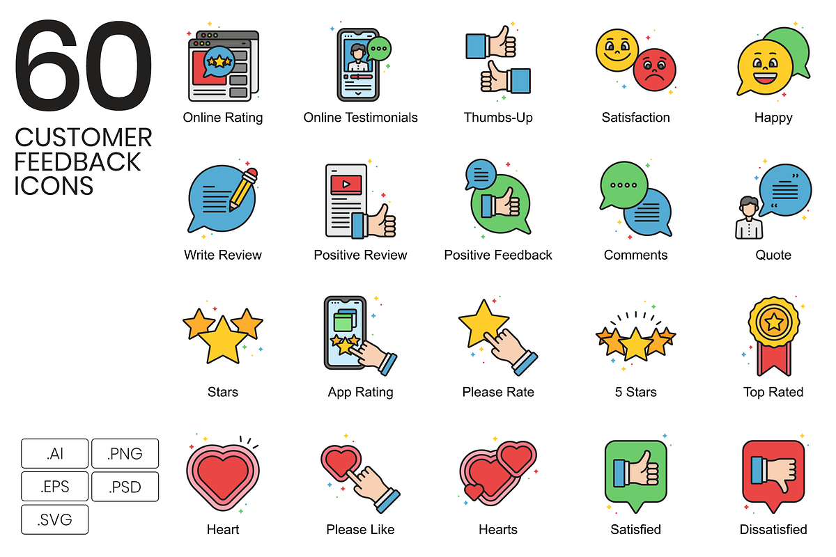 60 Customer Feedback Icons | Vivid, an Outline Icon by Flat Icons