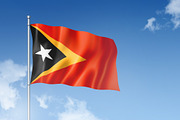 East Timor flag isolated on a blue sky. Horizontal banner | Graphic ...