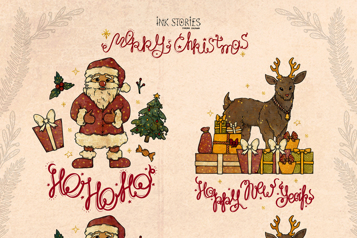 Merry Christmas, a Seasonal Illustration by Ink Stories