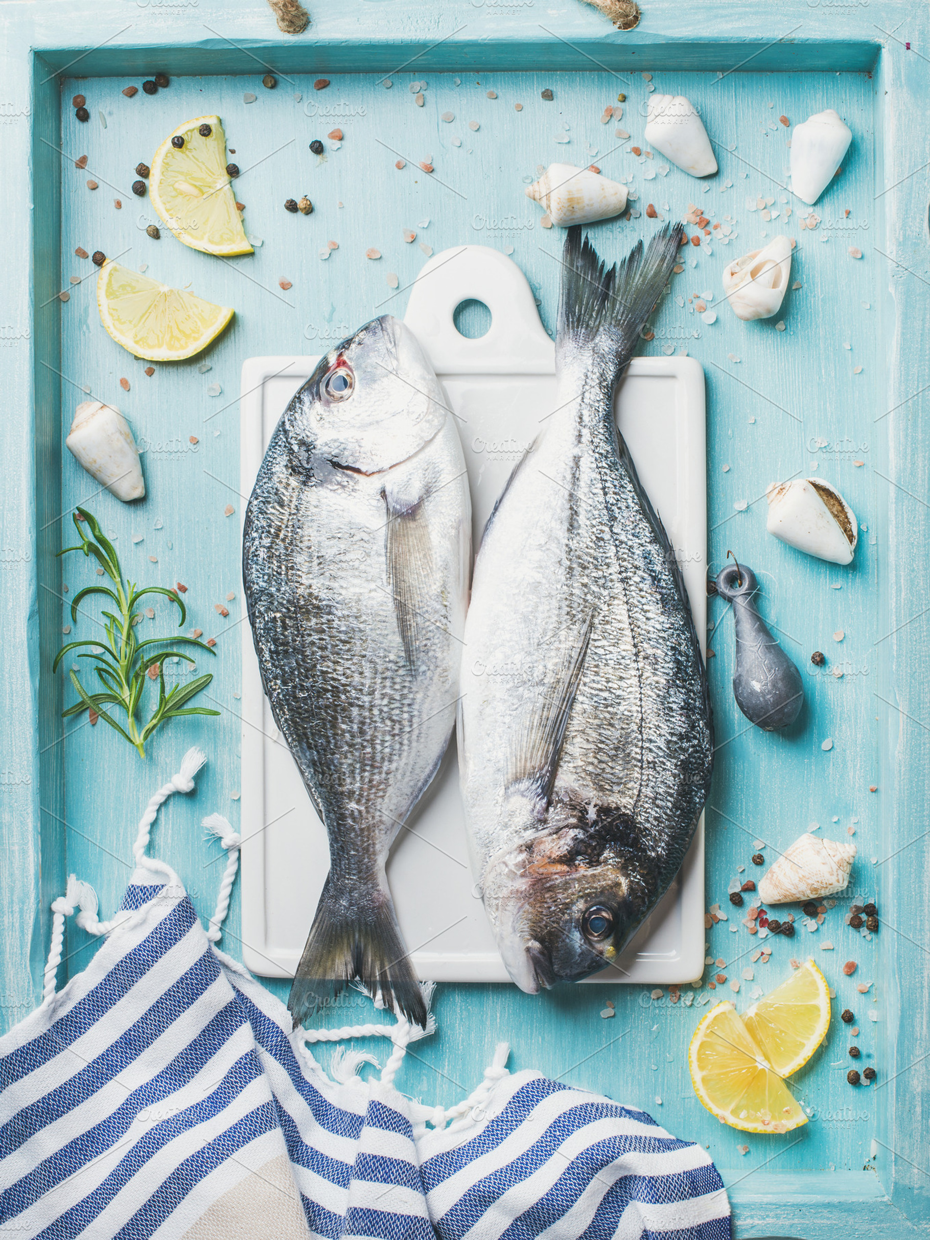 Fresh sea bream raw uncooked fish containing sea bream, fish, and raw ...