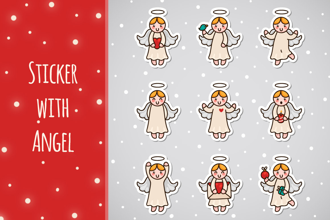 Sticker with Angel | Illustrations ~ Creative Market