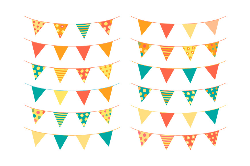 Cute colorful bunting flags clipart | Illustrations ~ Creative Market