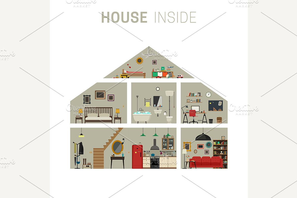 House inside interior, an Illustration by bolotoff