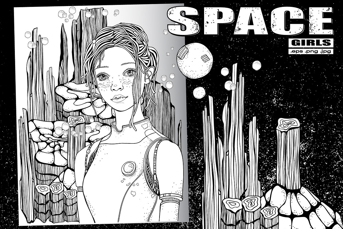 "Space Girls" Coloring Collection