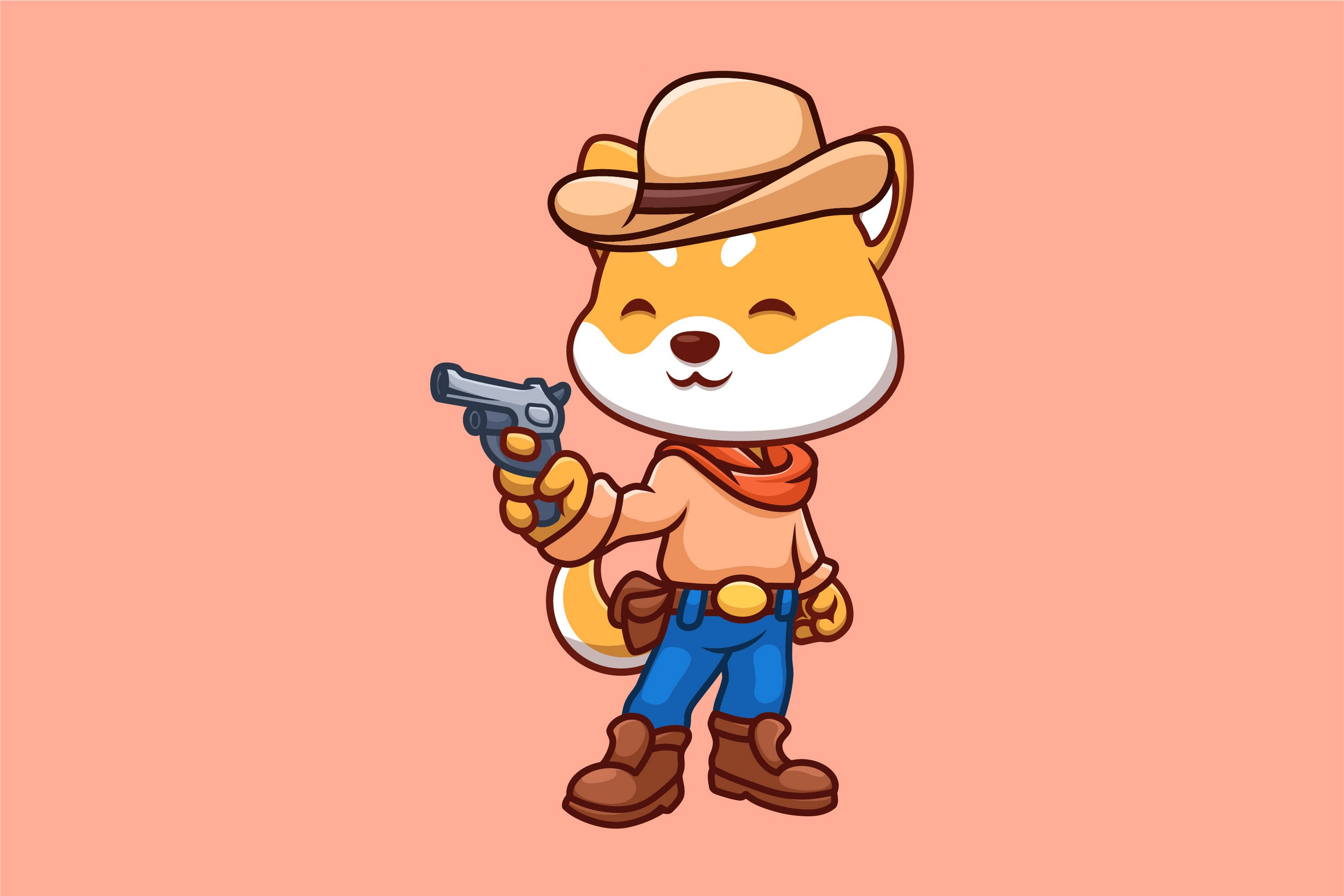 Cowboy Shiba Inu Cute Cartoon, an Animal Illustration by Gumrega Studio ...