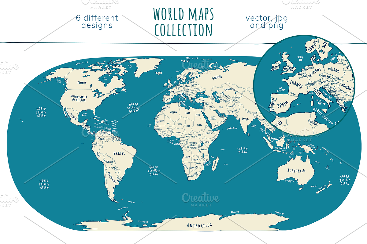 World Maps Collection, an Education Illustration by ...