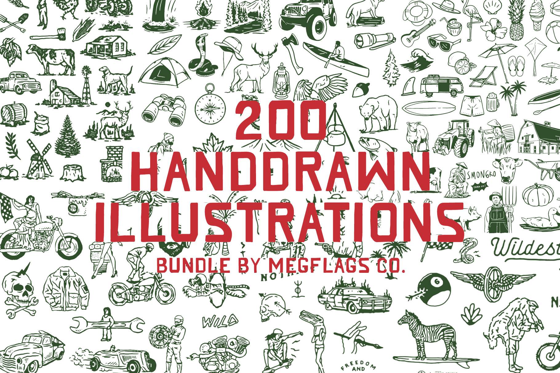 75% OFF 200 Handdrawn Illustrations, an Illustration by Megflags