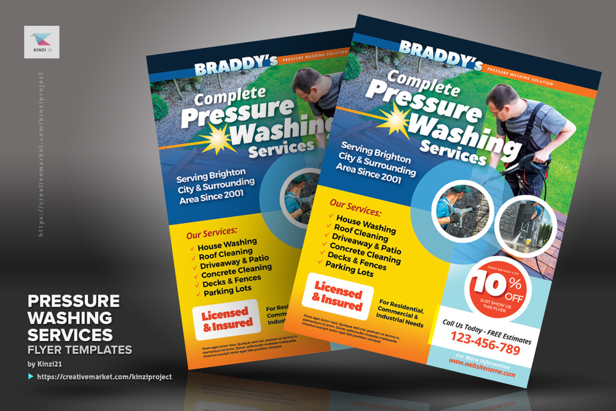Pressure Washing Services Flyers, a Flyer Template by kinzi21
