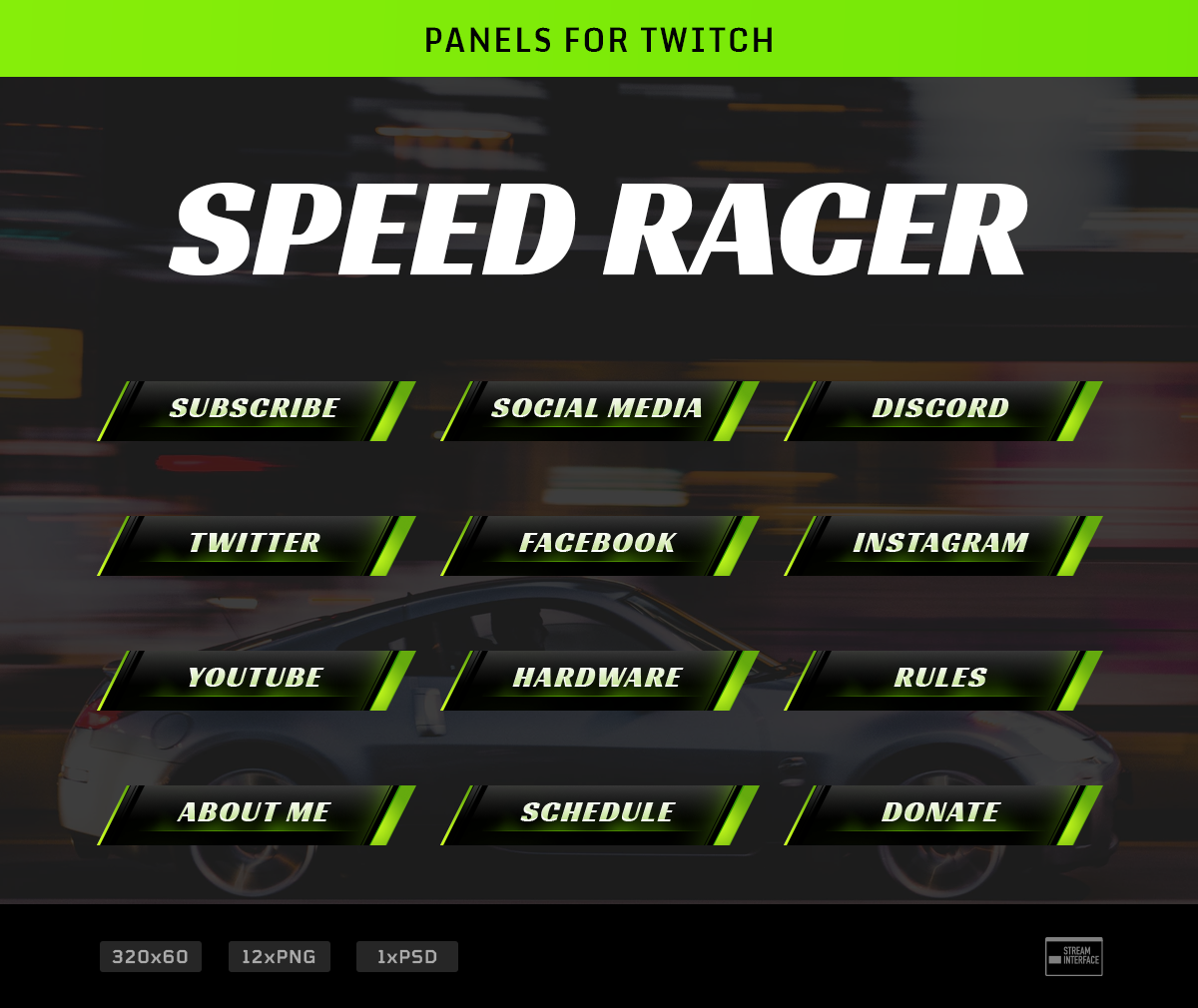 Speed Racer - Panels for Twitch, a Graphic by Gear Store | Creative Market