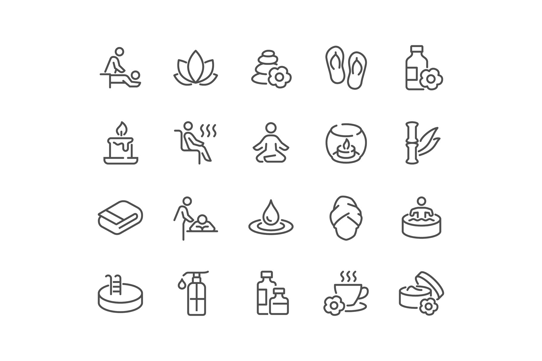 Line SPA Icons, a Healthcare Illustration by Davooda