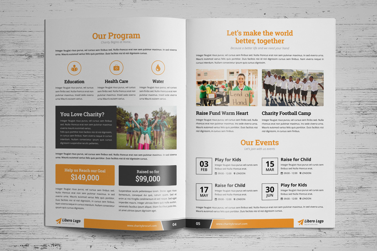 Charity Volunteer Donation Brochure, a Brochure Template by Miyaji75