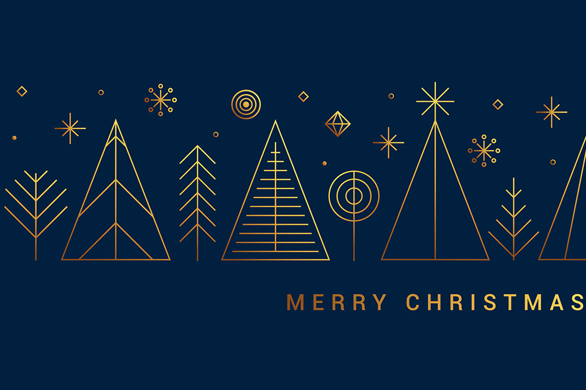 Modern line design Christmas card, a Decorative Illustration by ...