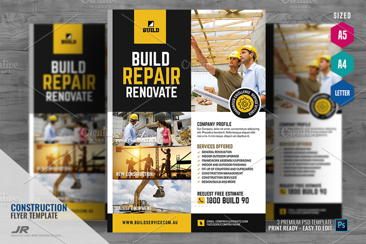 Builder and Construction Flyer, a Flyer Template by PSDPixel