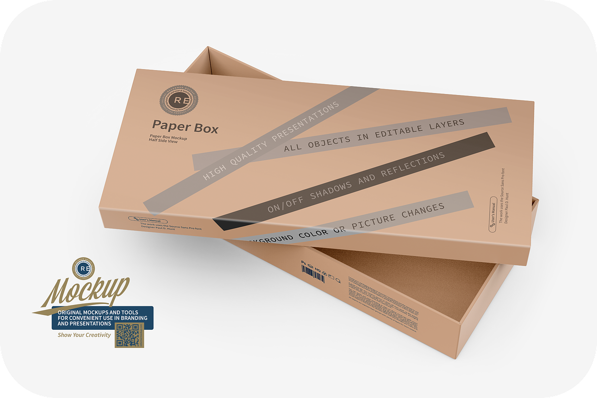 Kraft Paper Box Mockup, a Print Template by Reformer Mockup