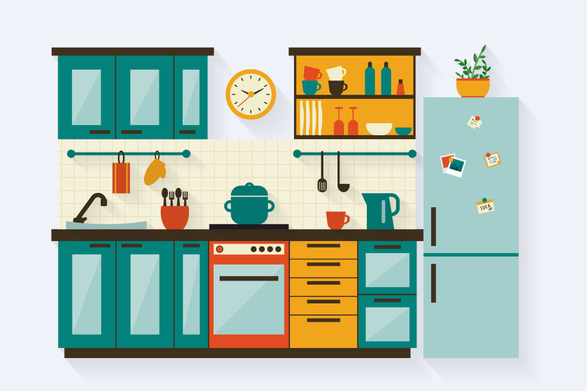 Kitchen Set With Icons | Food Illustrations ~ Creative Market