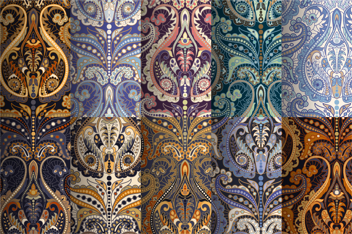 10 Vintage Paisley Patterns, a Pattern Graphic by Sunny_Lion