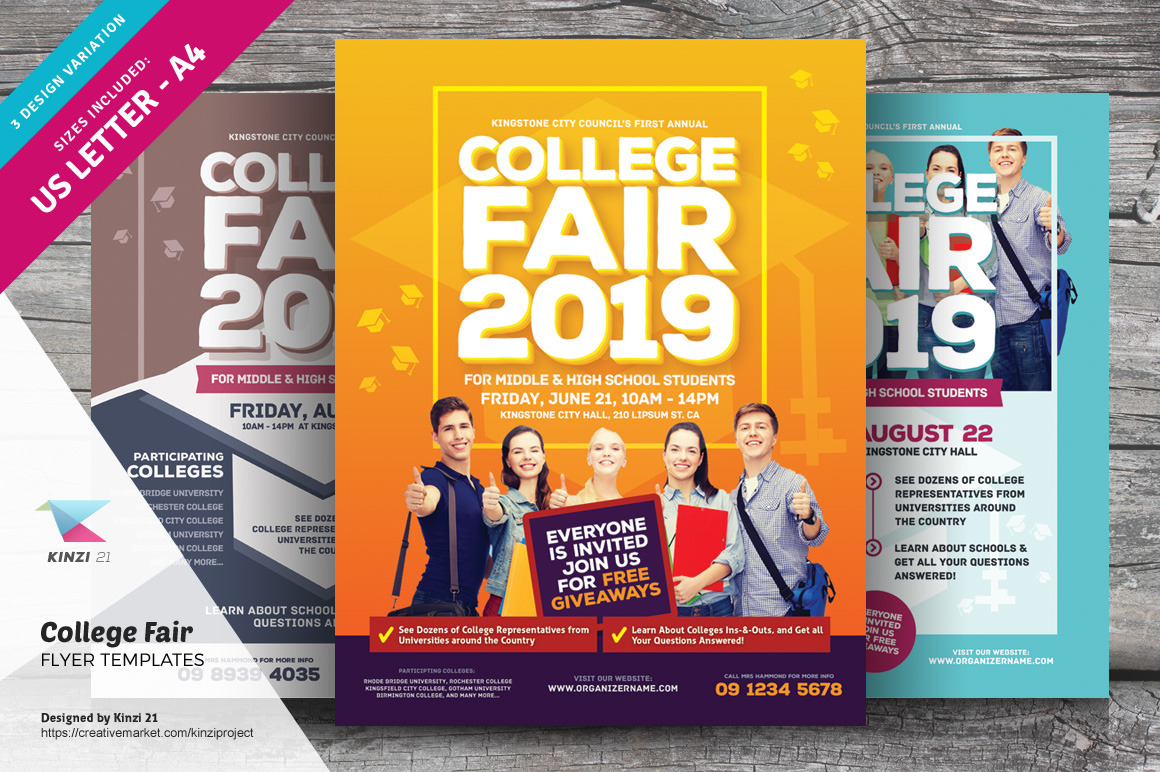 College Fair Flyer Templates, a Flyer Template by kinzi21 | Creative Market