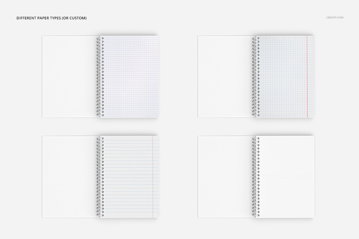 Notebook Mockup Set (square holes), a Print Template by creatsy5