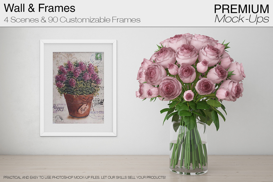 Spring Flowers & 90 Frames Mockup, a Print Template by mock-ups ...