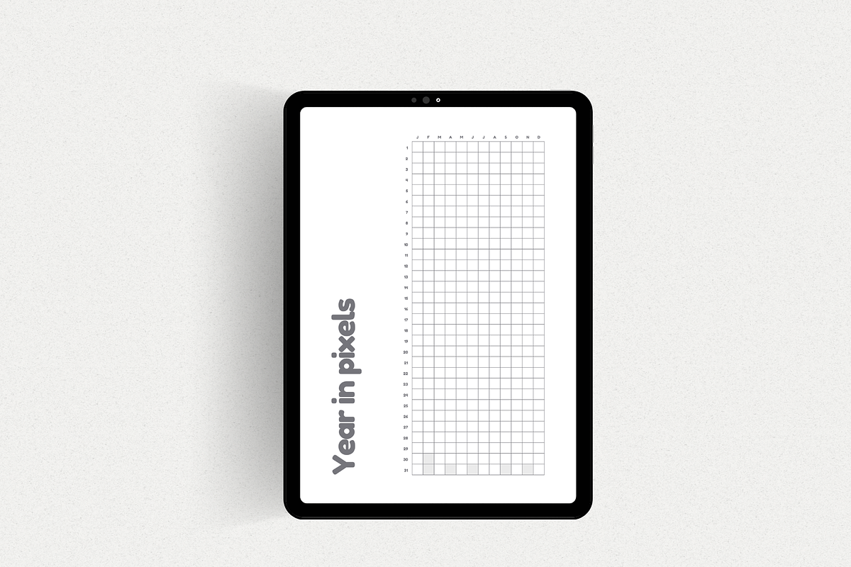 Year In Pixels Tracker Printable, a Stationery Template by The Chaos ...