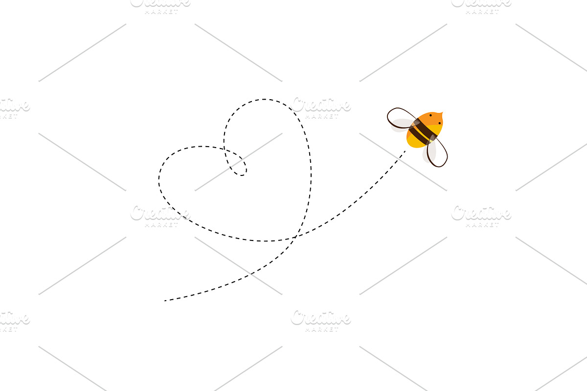 Flying bee and the heart shape, an Animal Illustration by Toltemara