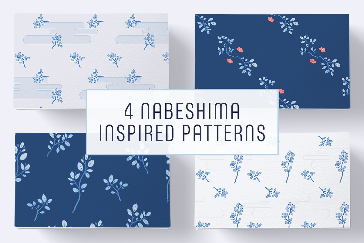 4 Nabeshima Inspired Patterns, a Pattern Graphic by Crystals and Pixels