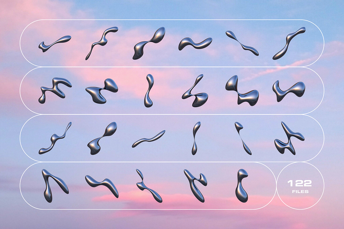 3D Liquid Metal - 122 illustrations, an Object Graphic by assetpro.design