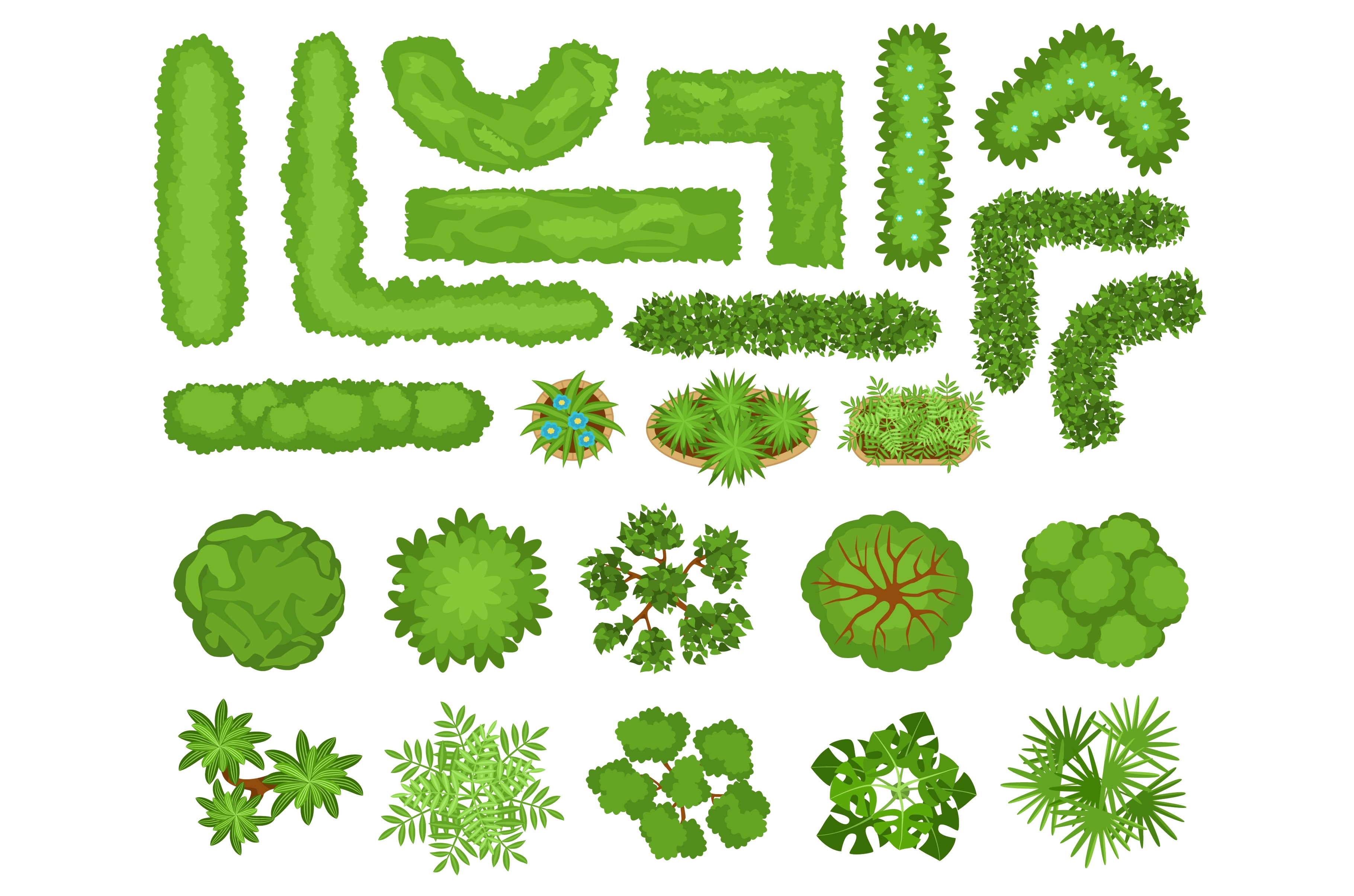 Top view trees, plants, garden, an Object Illustration by Frogella