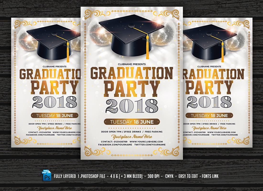 Graduation Party Flyer Template, a Flyer Template by DesignWorkz