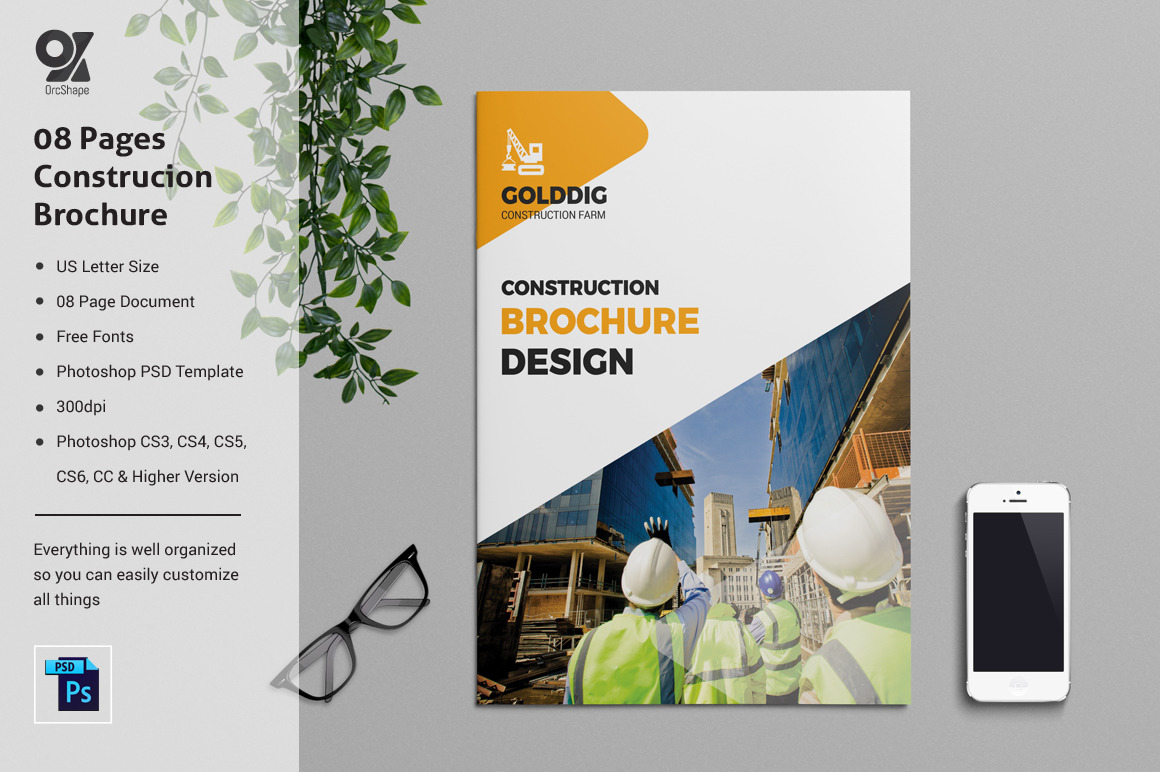 08 Pages Construction Brochure, a Brochure Template by Orcshape Studio