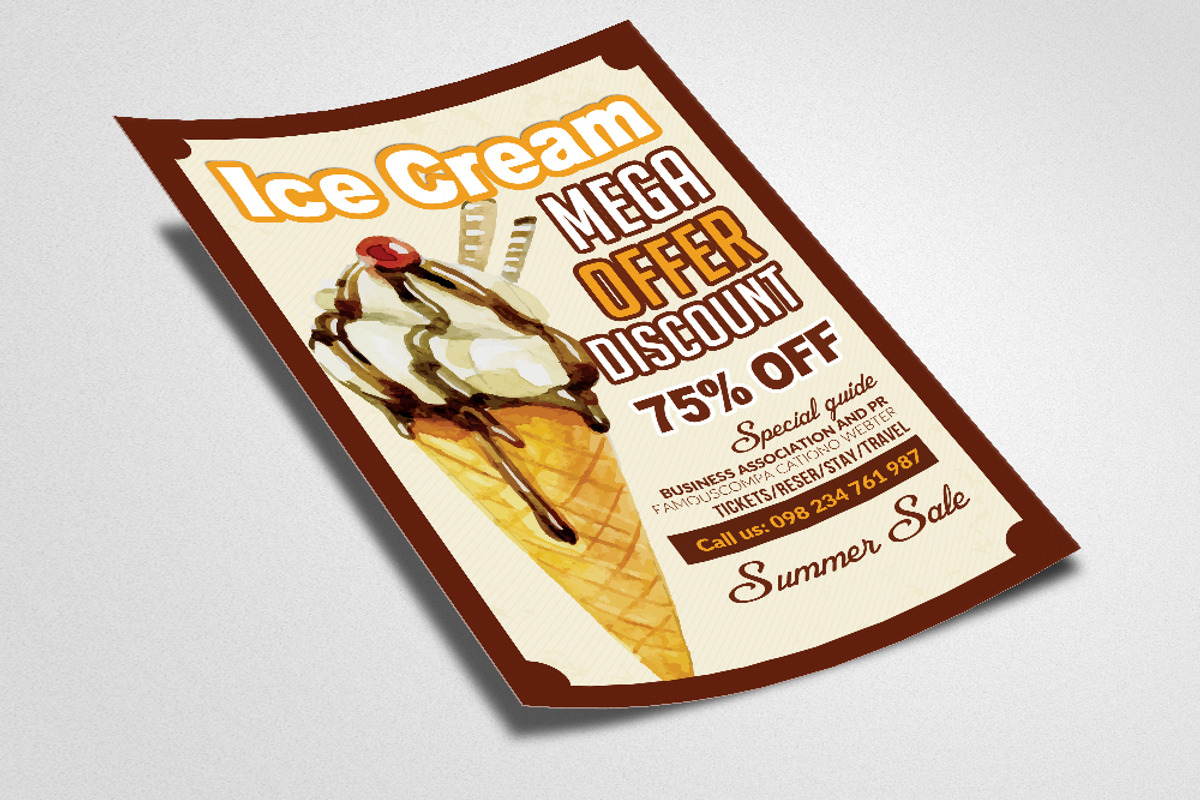 Ice Cream Sale Promotion Flyer, a Flyer Template by Design Up