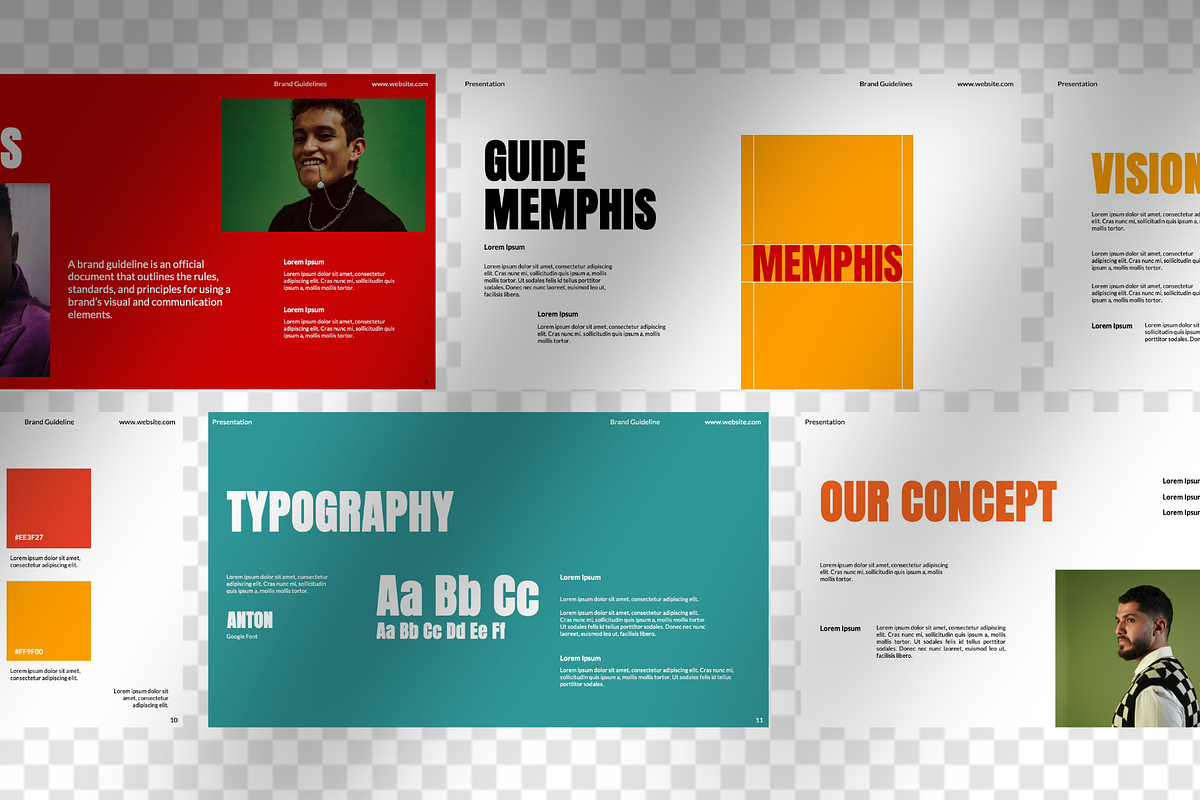 Memphis Brand Guidelines PPT Figma