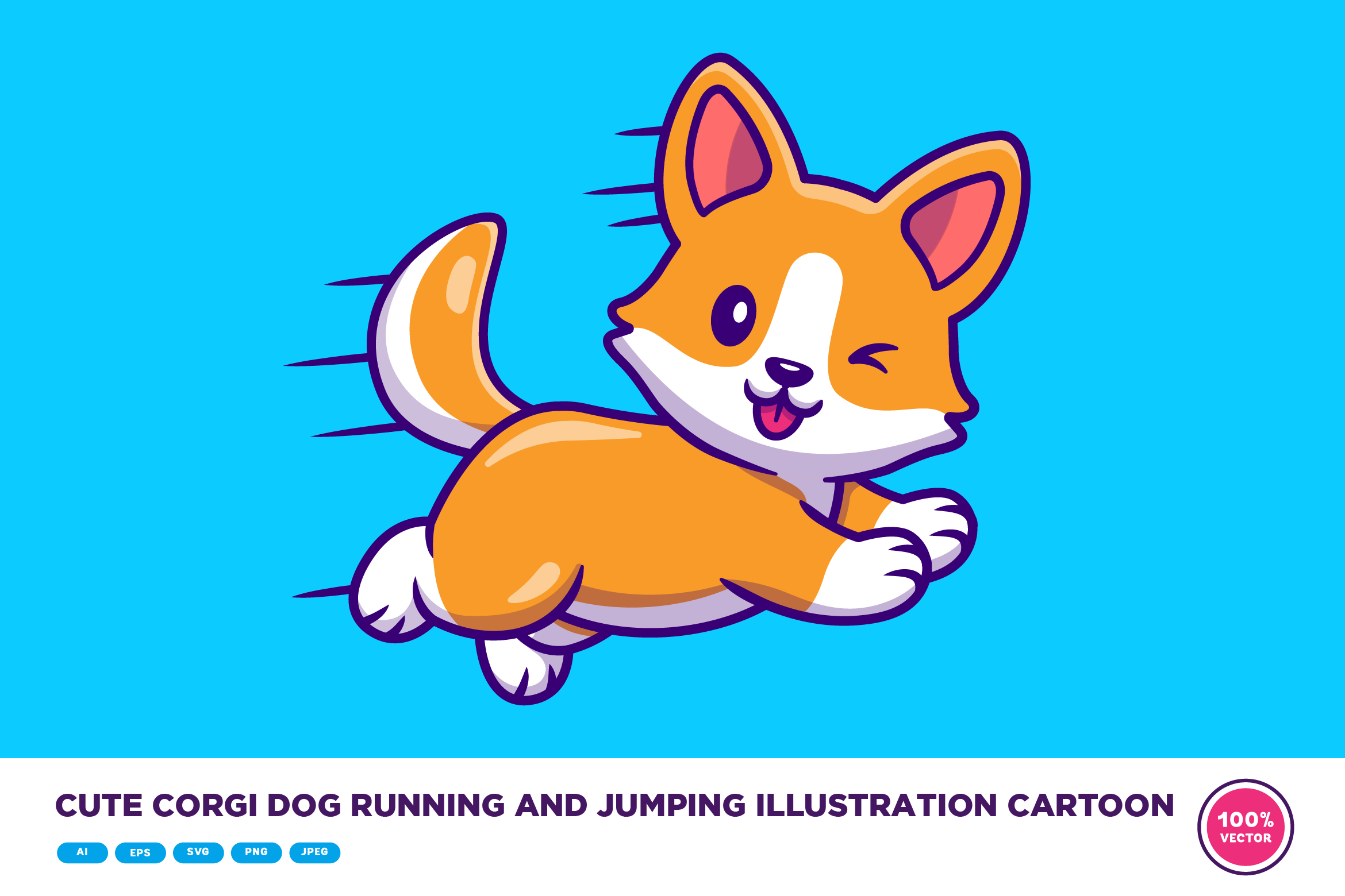 Cute Corgi Dog Running And Jumping, an Animal Illustration by Catalyst Labs
