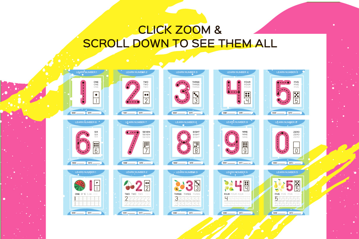 Let's Learn! Numbers 0-9. Worksheets, an Education Illustration by ...