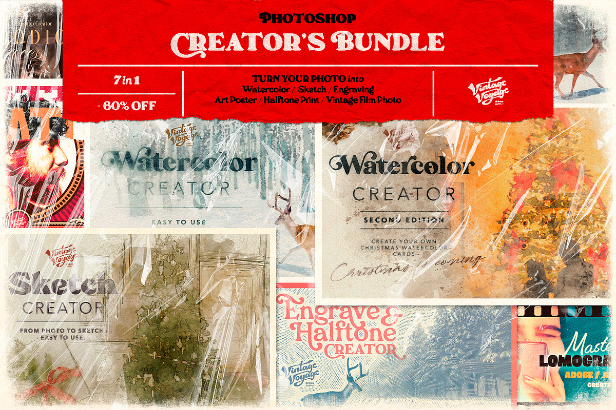 Photoshop Creator's Bundle • 7 in 1, an Action Add-On by Vintage Voyage ...