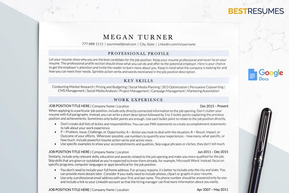 Simple Resume Template Google Docs