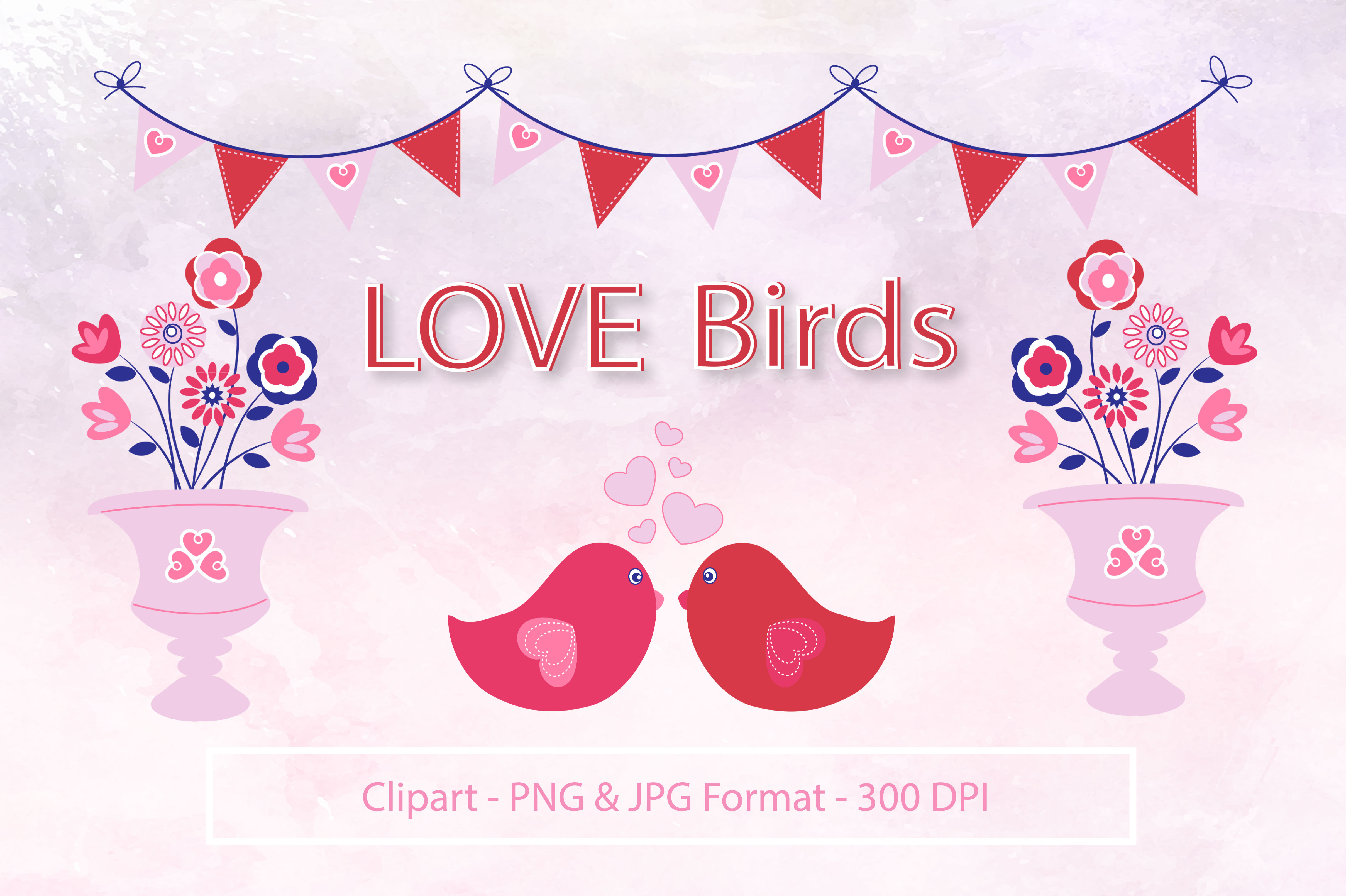 Love Birds Clipart, an Illustration by Leska's Digitals