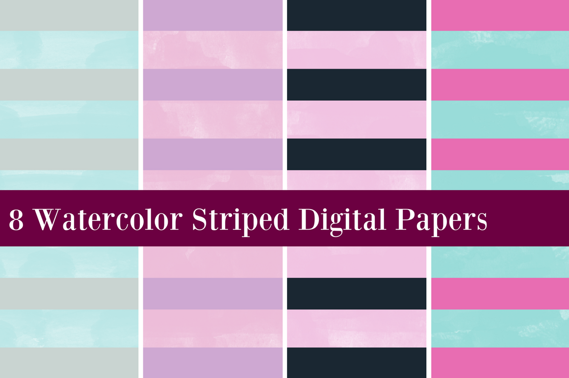Watercolor Stripes Digital Paper, a Texture Graphic by The Positive ...